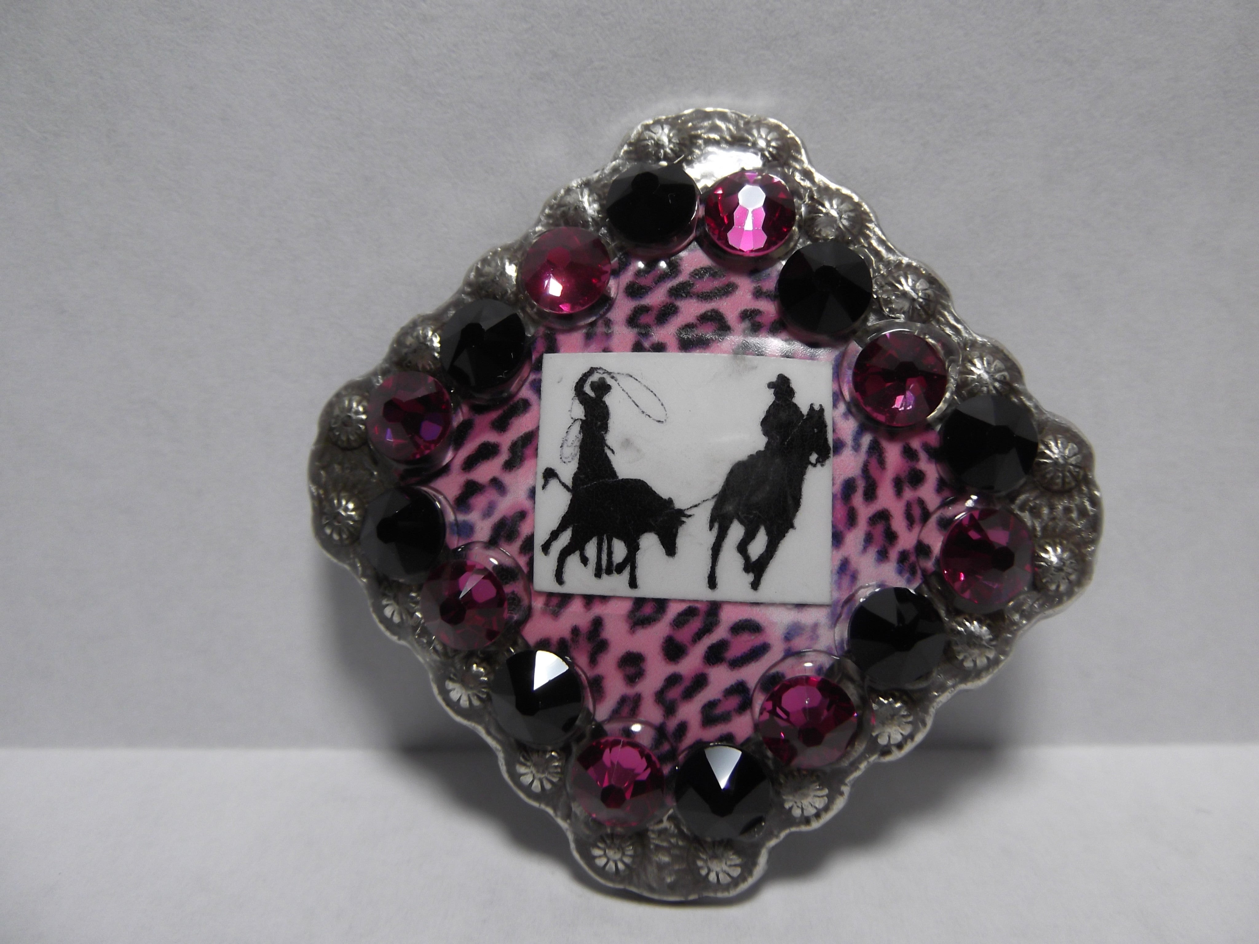 1 3/8" Custom Picture Concho - Cheetah Team Roper – Dally Down Western ...