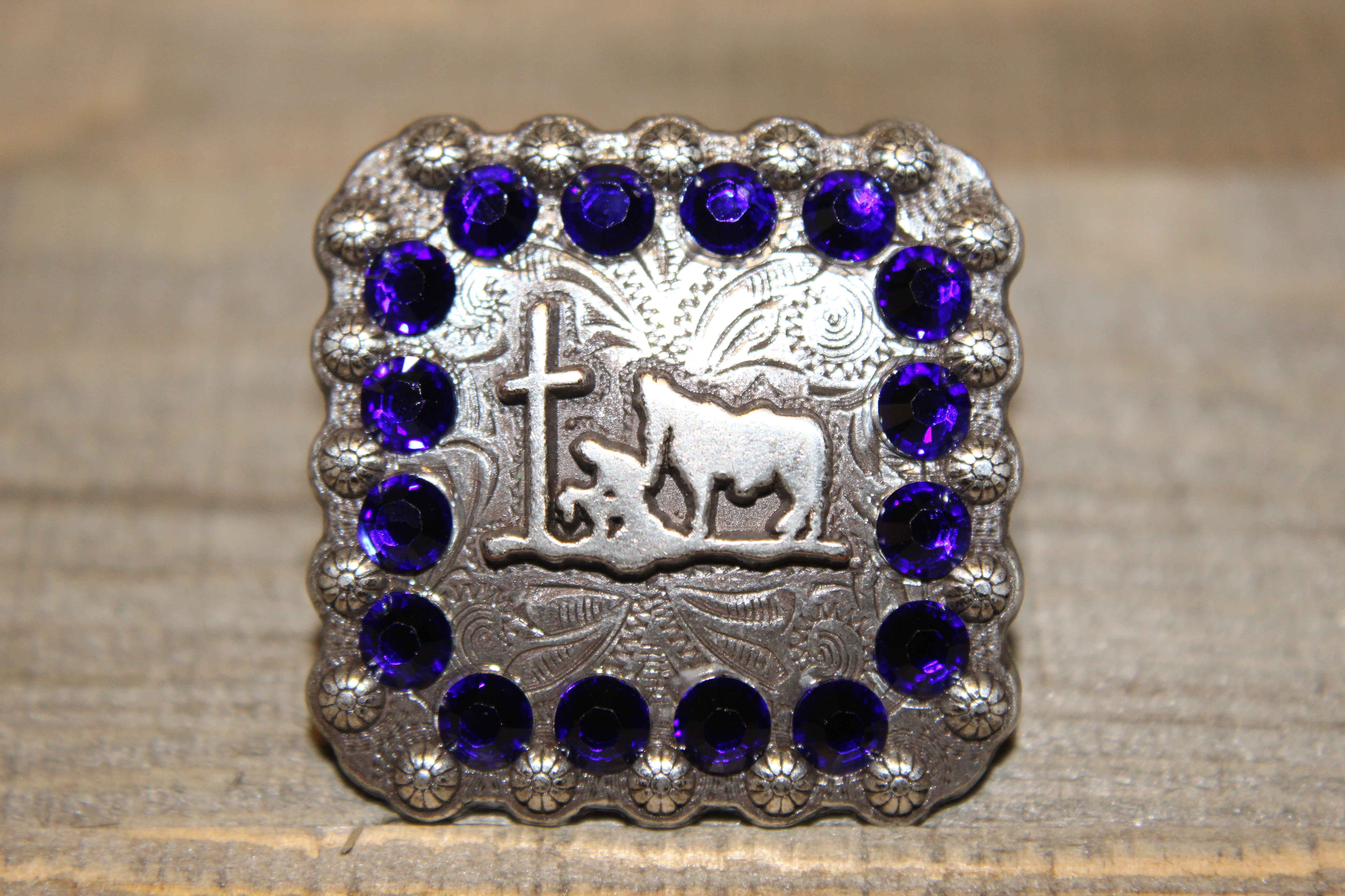 1 3/8" Custom Antique Silver Praying Cowboy Concho - Cobalt – Dally ...